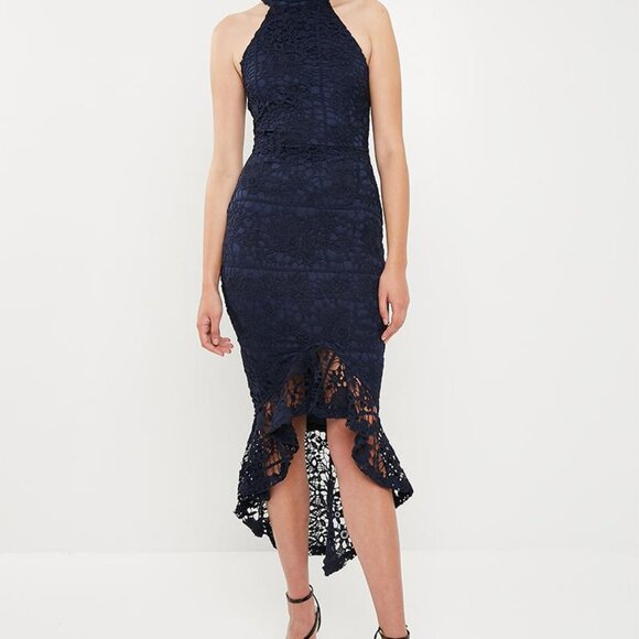 Missguided | Dresses | Missguided Midnight Blue Lace Cocktail Dress ...